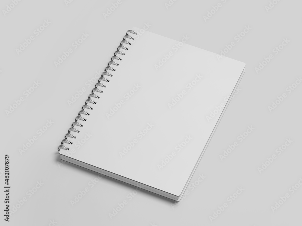 White Spiral notebook mockup, blank workbook notepad template, 3d ...