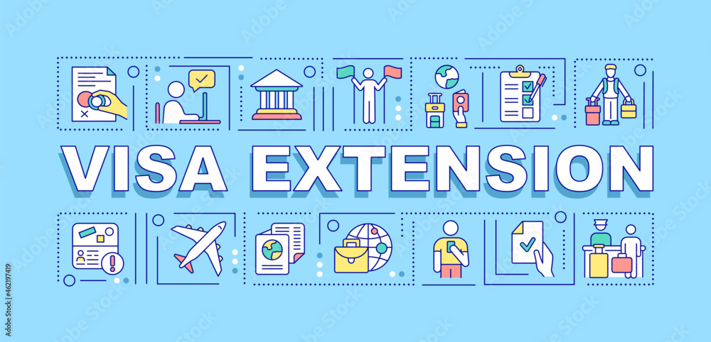 Visa extension word concepts banner. Entry permission approval ...