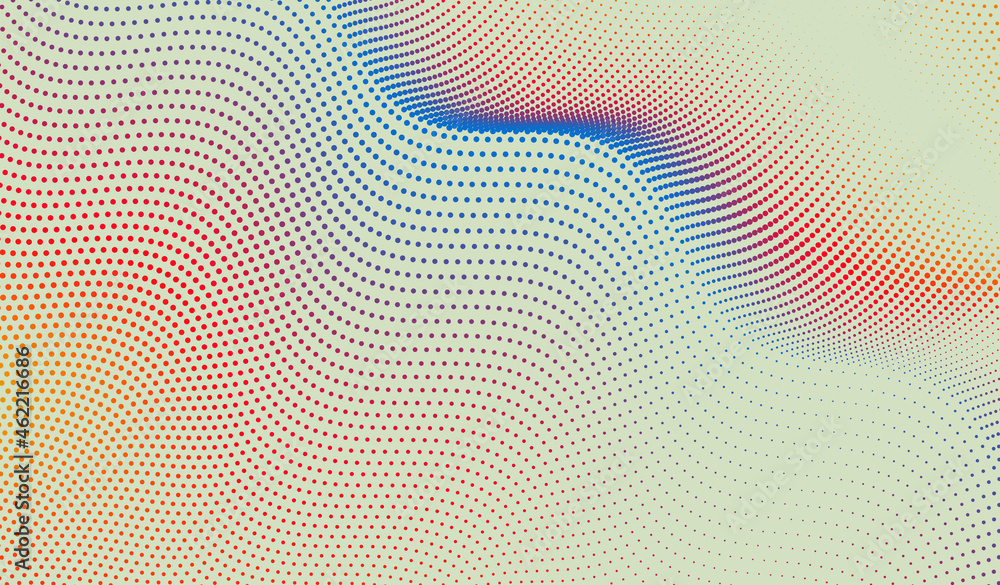 Wavy dotted background. Abstract polka dots pattern. 3d vector ...