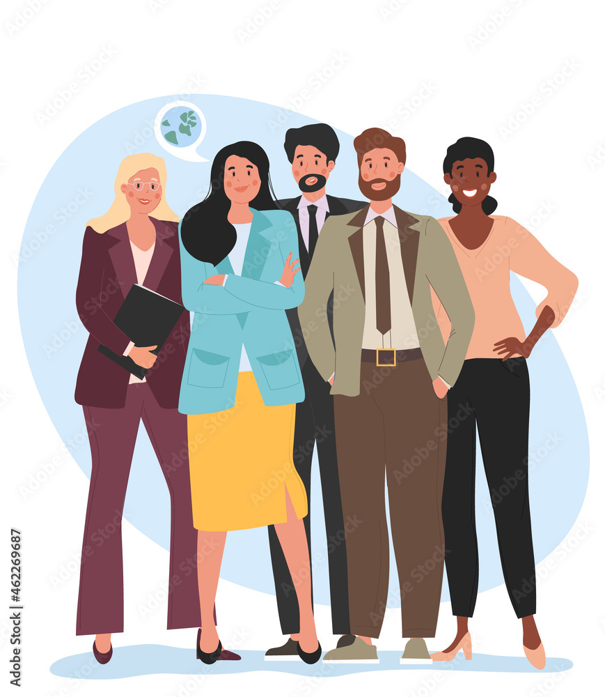 Business team crowd. Group of people in suits, colleagues, employees ...