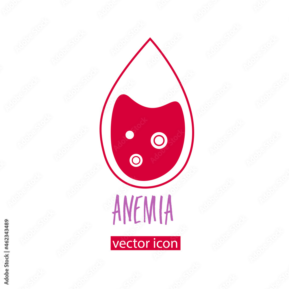 Vector de Stock Anemia and Hemophilia icon. Drop of blood with blood ...