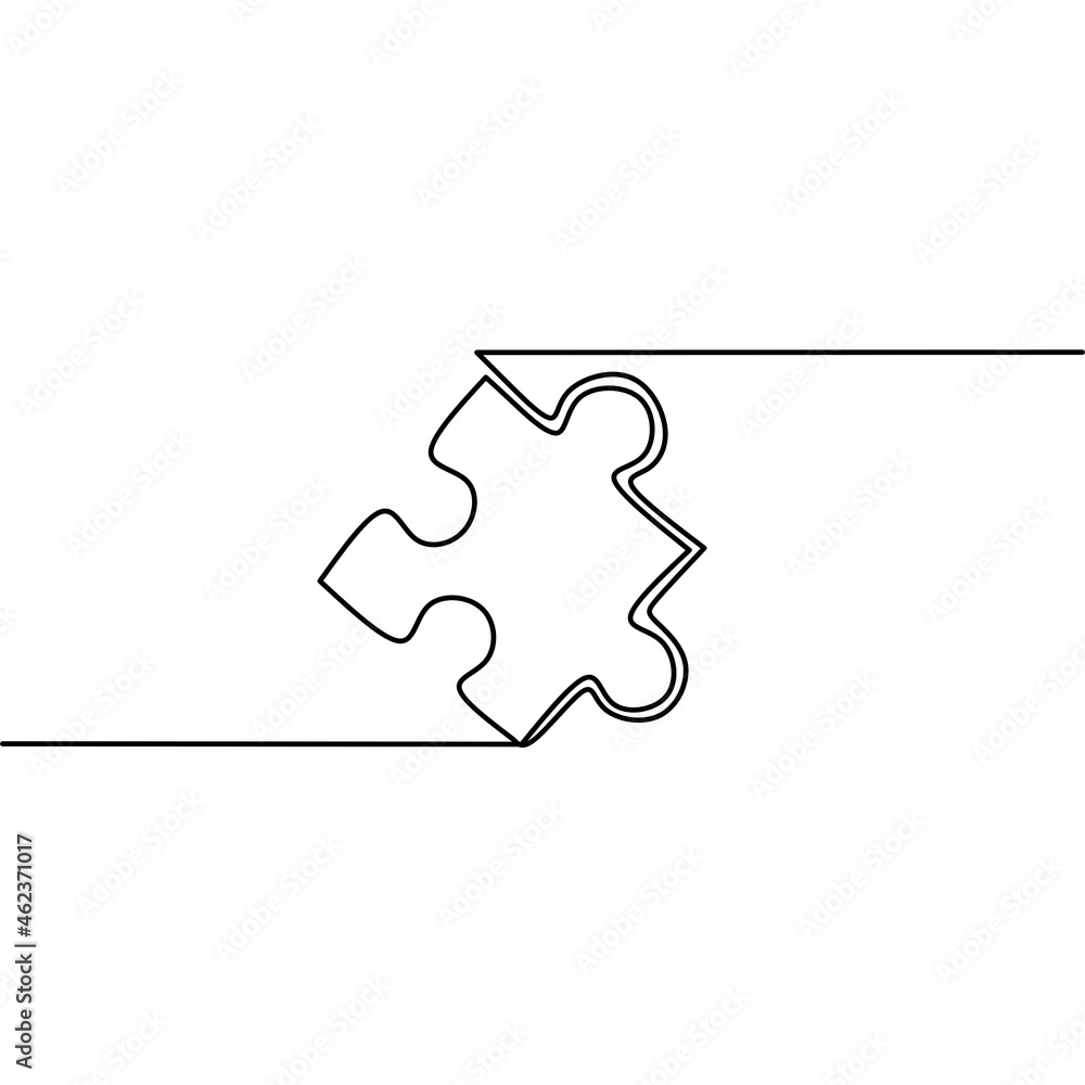 Continuous line drawing of puzzle, pieces problem solving business ...