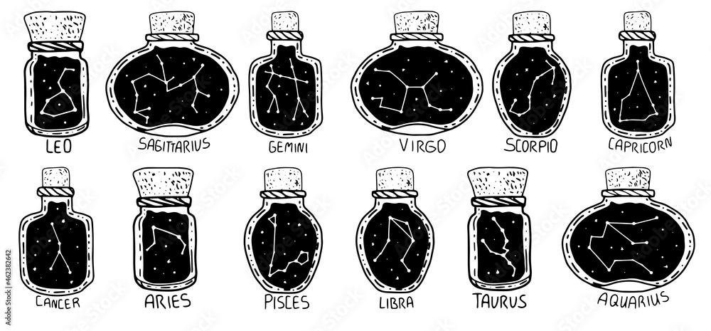 illustration of mystical mudra hands, celestial hands, moon and stars ...