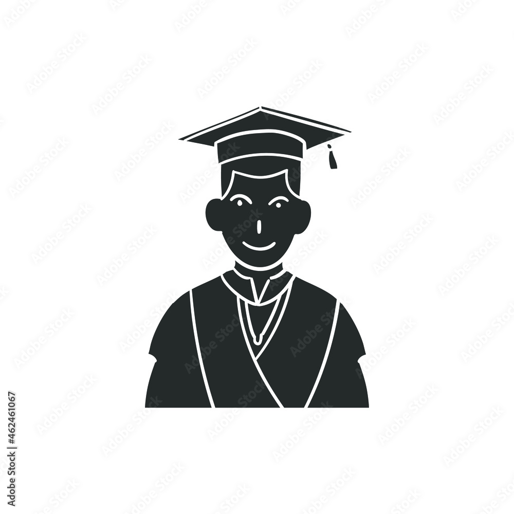 Graduation Icon Silhouette Illustration. Graduated People Vector ...
