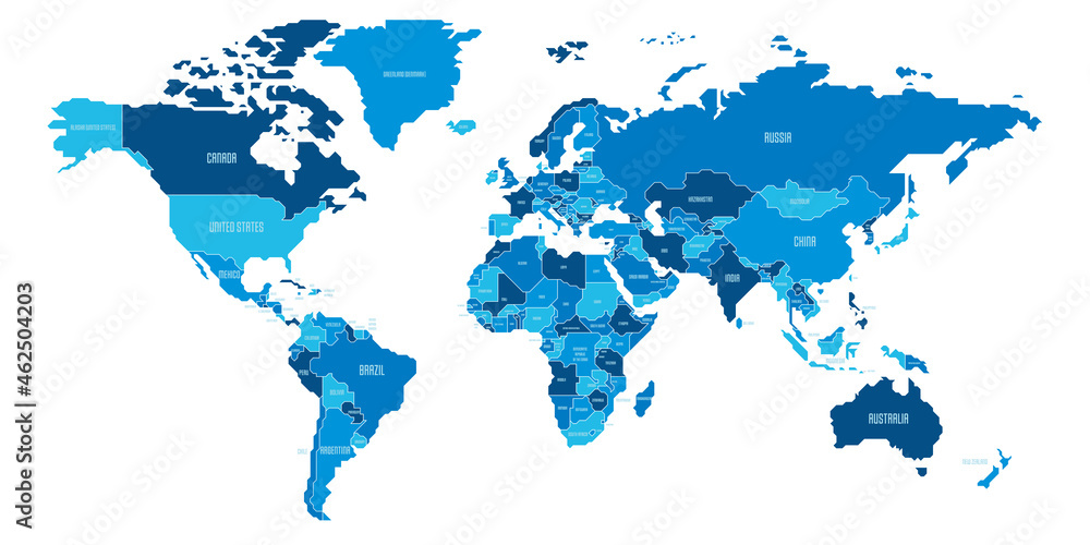 Simplified schematic map of World. Political map of countries with ...