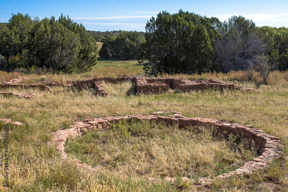 Native American kiva at the historic ruin of the Quarai Mission Church ...