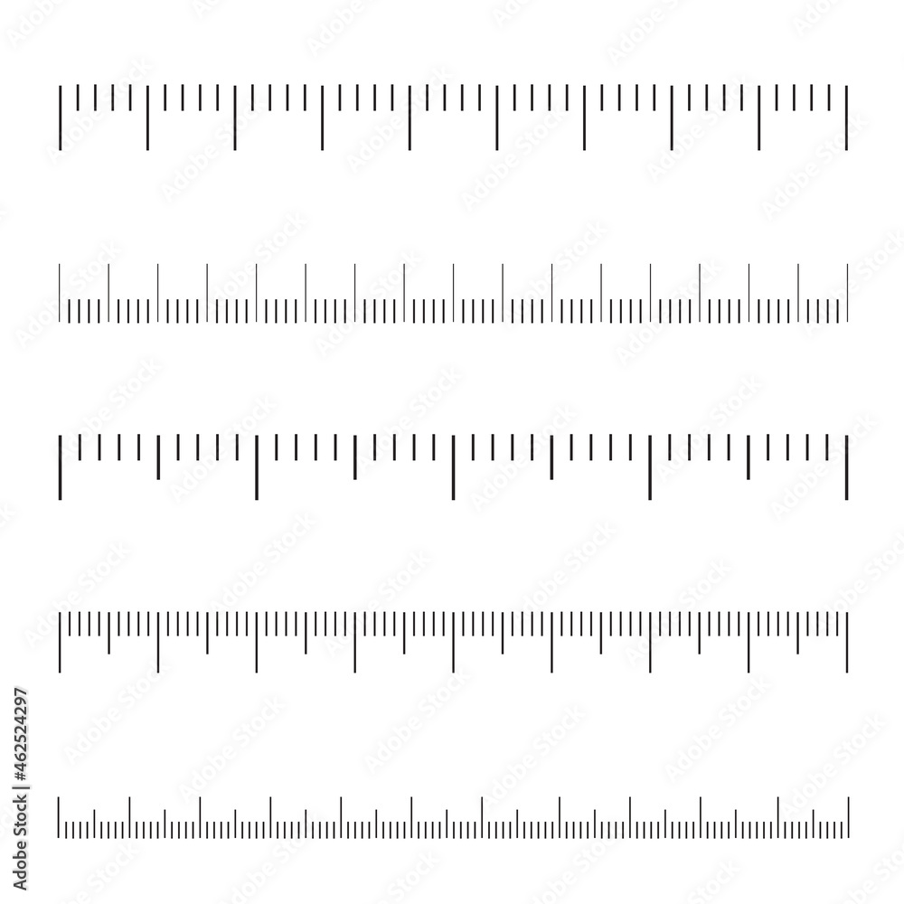 Ruler scale set isolated on white background. Different concept of ...