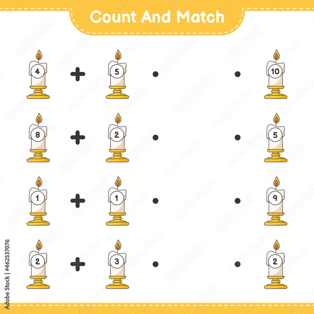 Vector de Stock Count and match, count the number of Candle and match ...