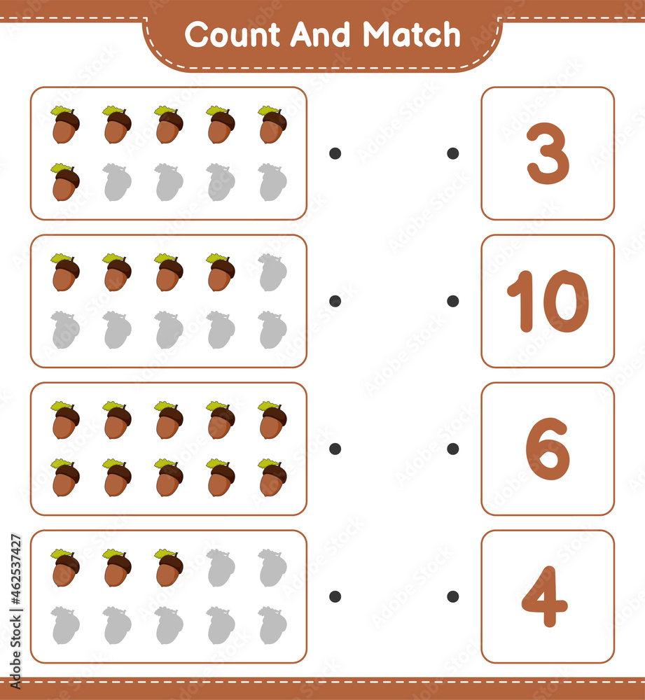 Count and match, count the number of Acorn and match with the right ...