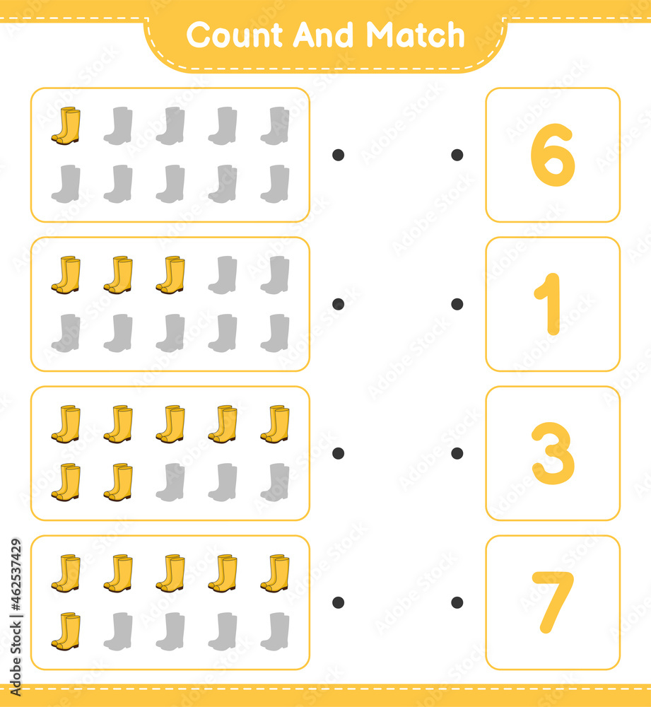 Count and match, count the number of Rubber Boots and match with the ...