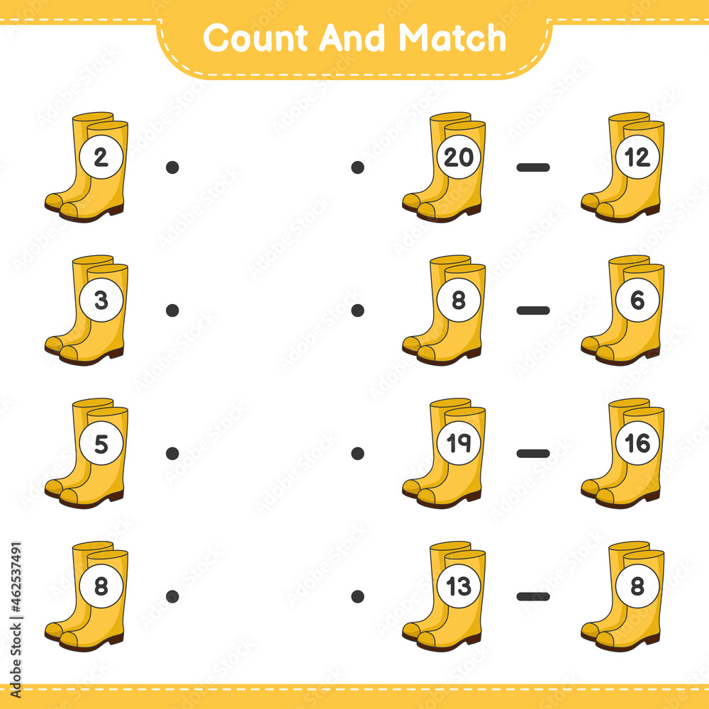 Count and match, count the number of Rubber Boots and match with the ...