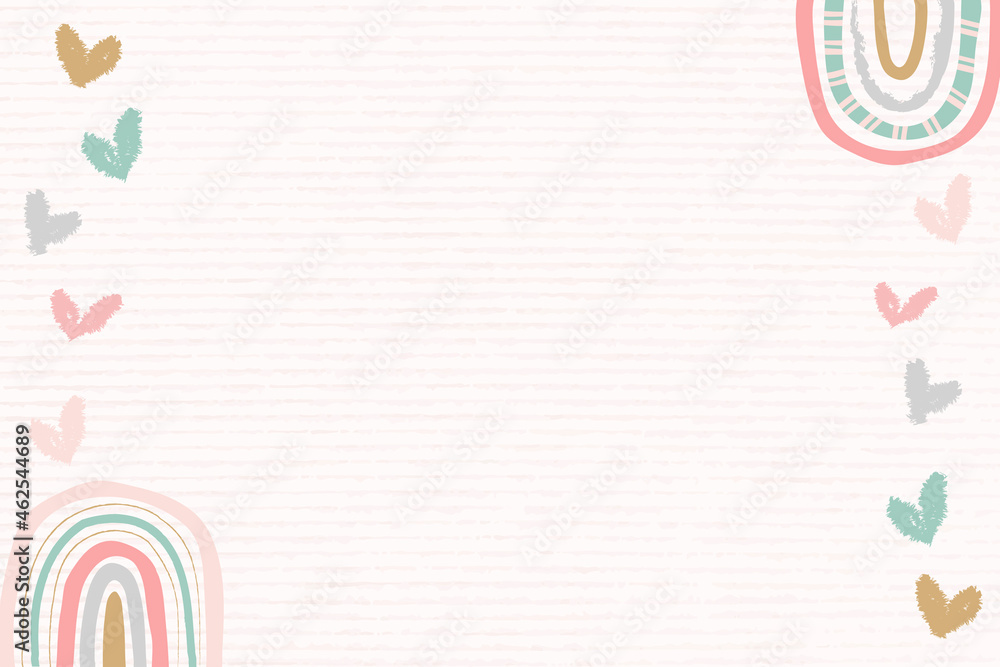 Rainbow frame, cute doodle border vector Stock Vector | Adobe Stock