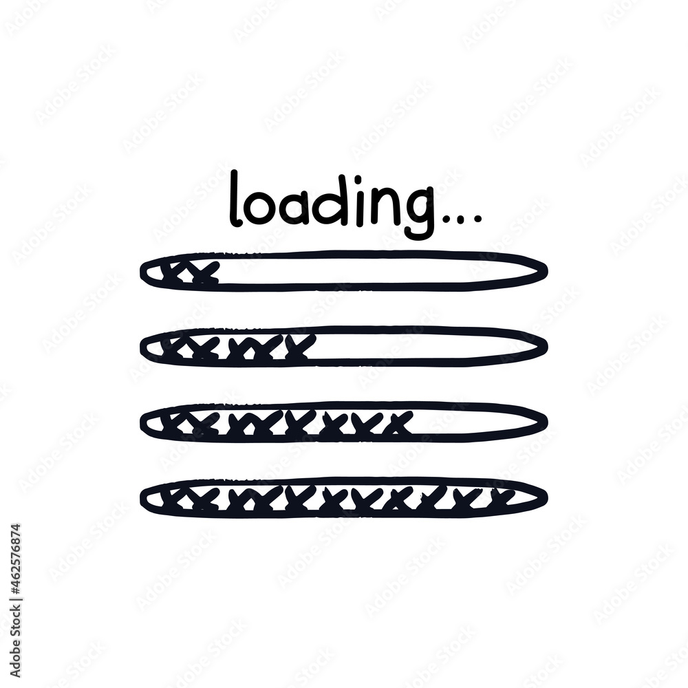Doodle loading level. Hand drawn loading bar filled with crosses from ...