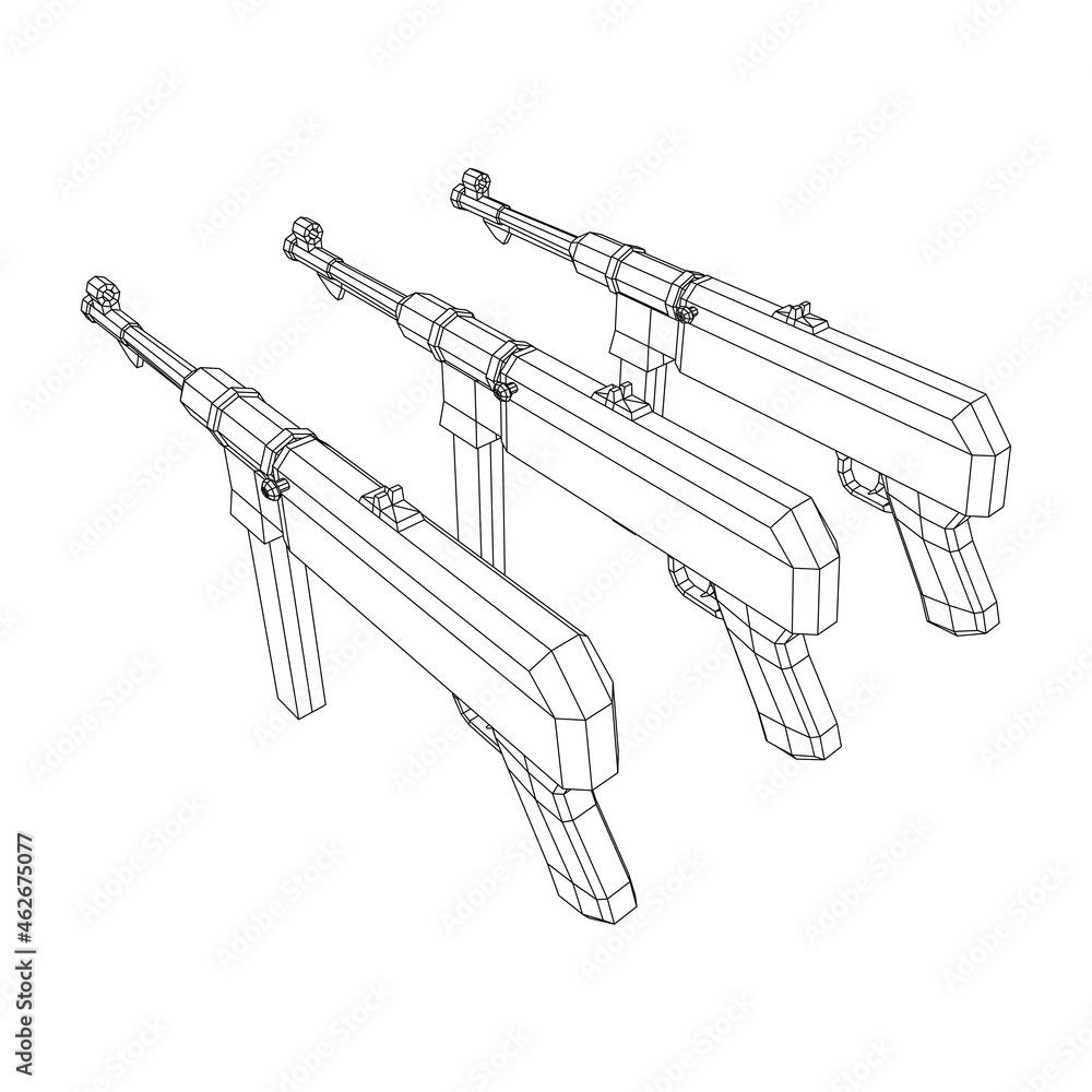 เวกเตอร์ Stock Submachine gun german MP 40 world war 2 firearms pistol ...