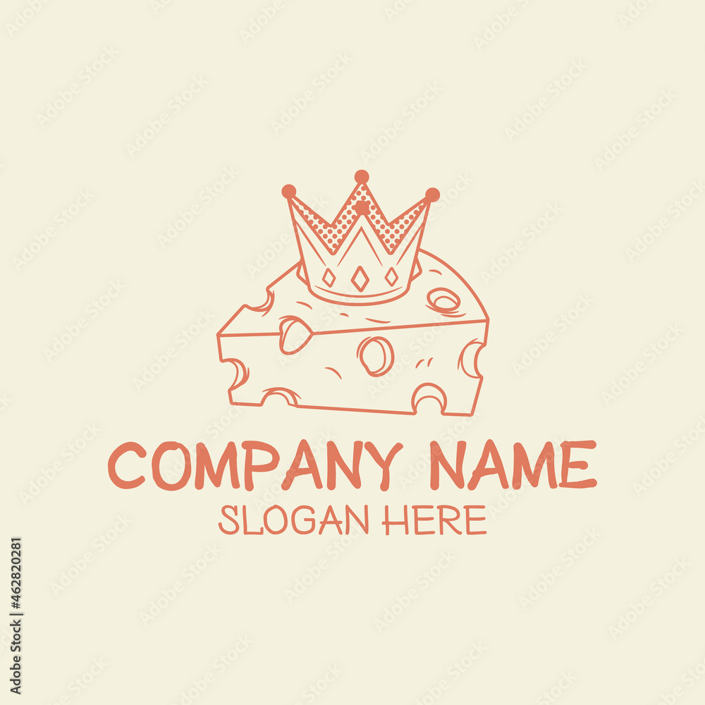 Vector de Stock The cheese slice logo with a crown, this simple and ...