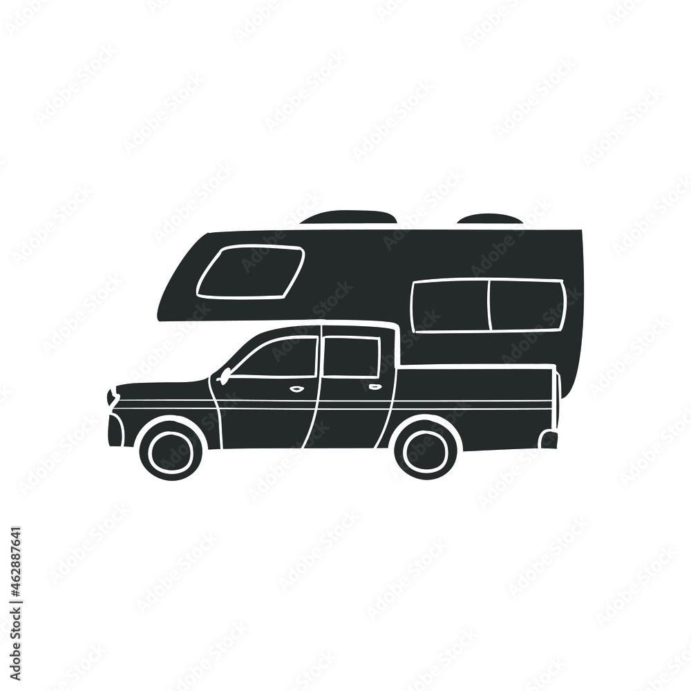 Pick Up Camper Icon Silhouette Illustration. Transport Vector Graphic ...