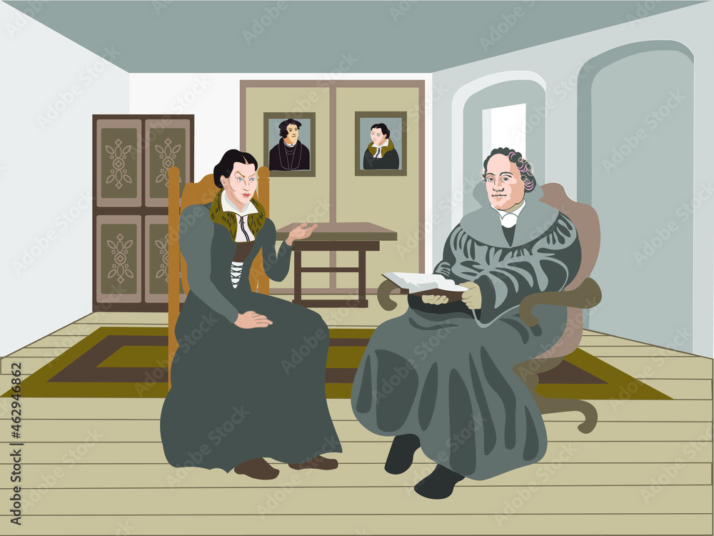 Martin Luther the German Reformer and his wife Katharina von Bora ...