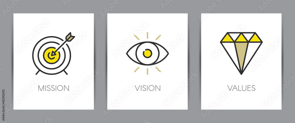 Mission, vision and values of company. Business concept. Web page ...