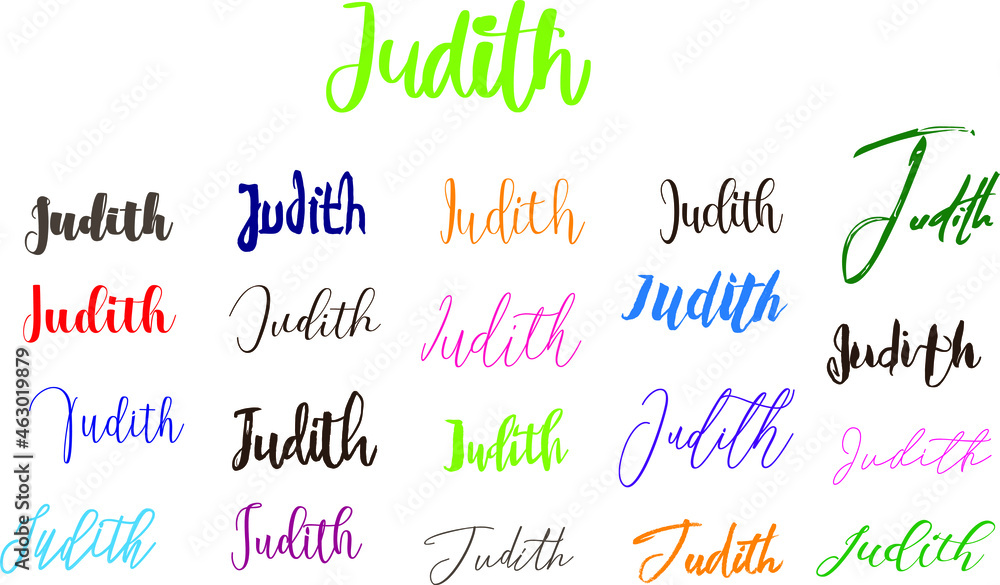 Judith. Girl Name in Multi Fonts Typography Text Stock Vector | Adobe Stock