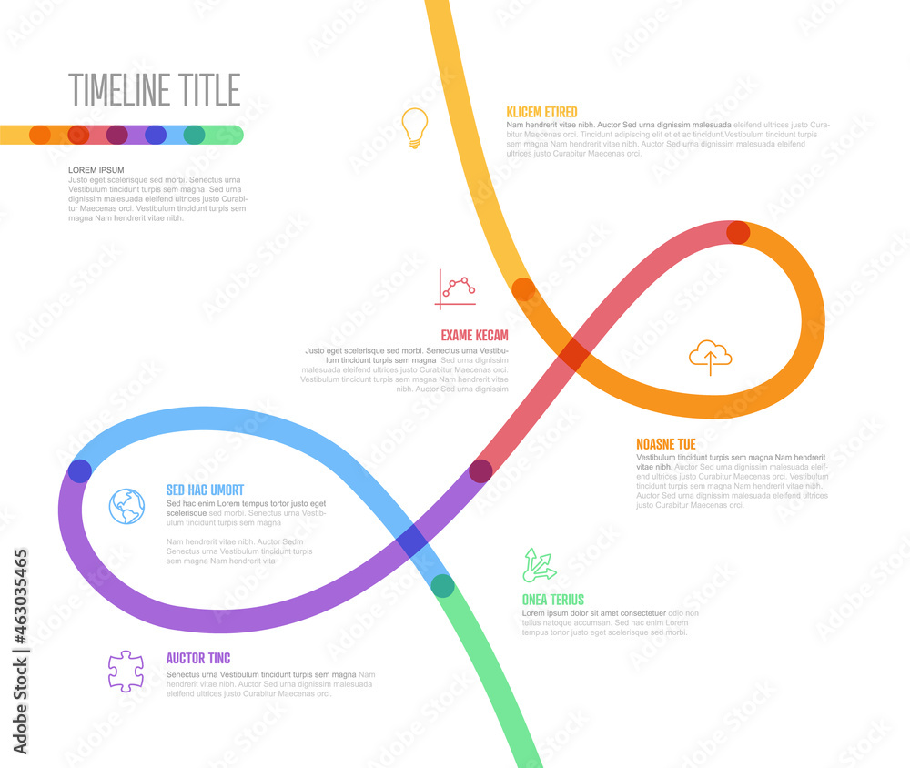 Infographic Company Milestones curved thick line Timeline Template ...