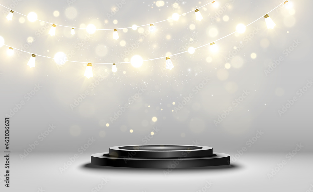 Winner background with signs of first, second and third place on a ...