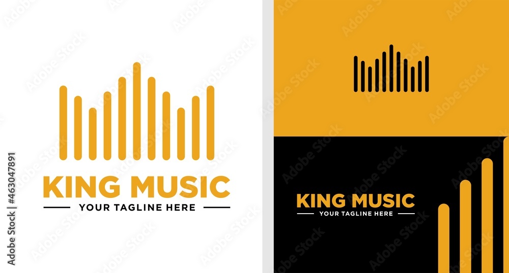 KING MUSIC LOGO CROWN NEGATIVE SPACE AUDIO EDITABLE Stock Vector ...