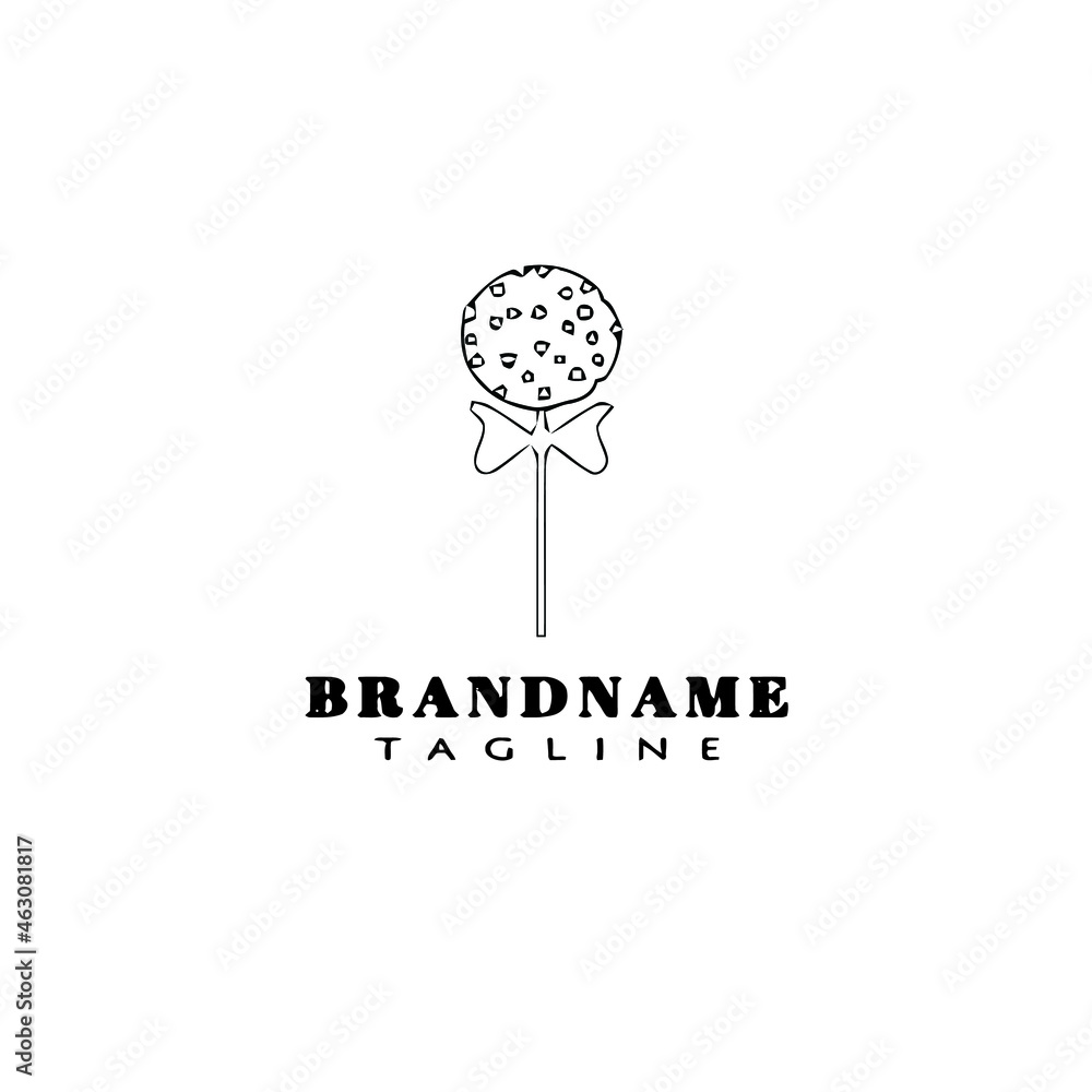 cute candy stick logo cartoon design icon template black isolated ...