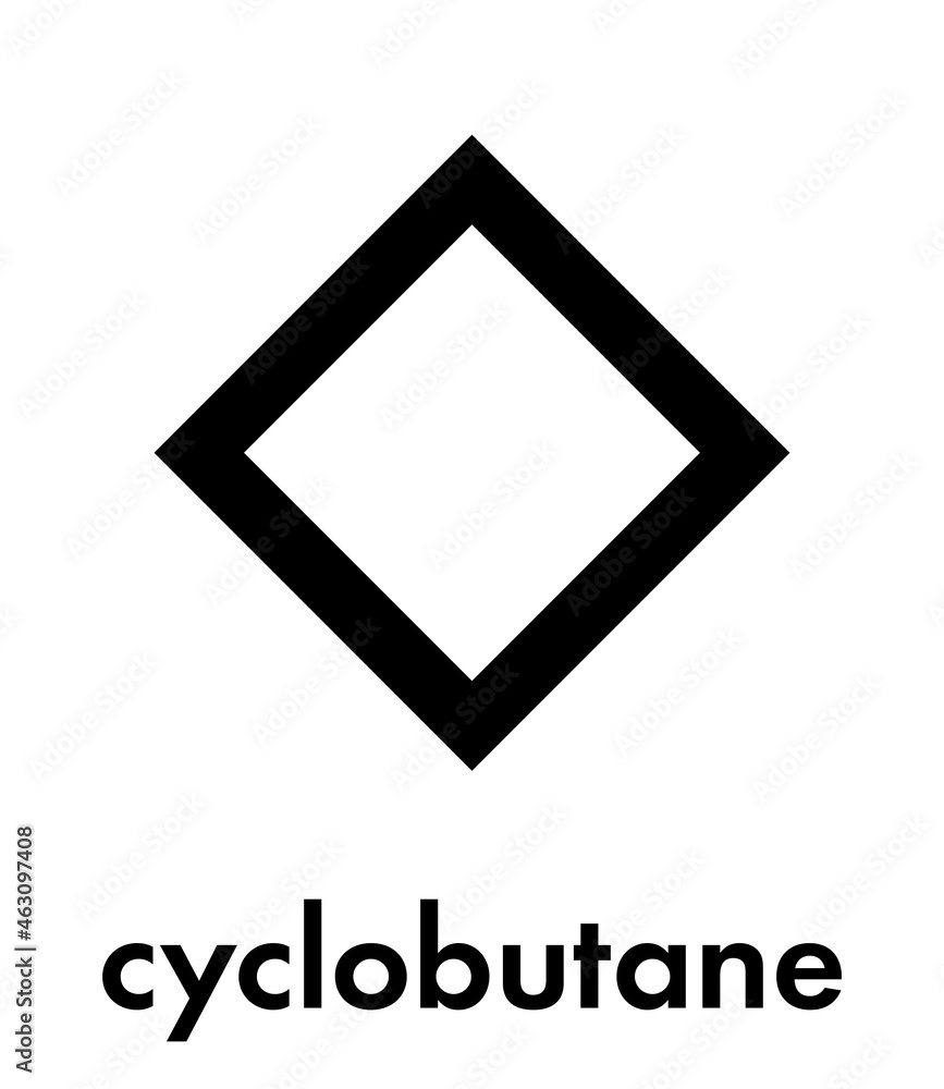 cyclobutane cyclic alkane (cycloalkane) molecule. Skeletal formula ...