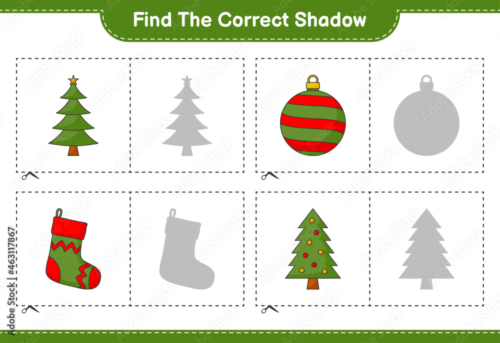 Find the correct shadow. Find and match the correct shadow of Christmas ...