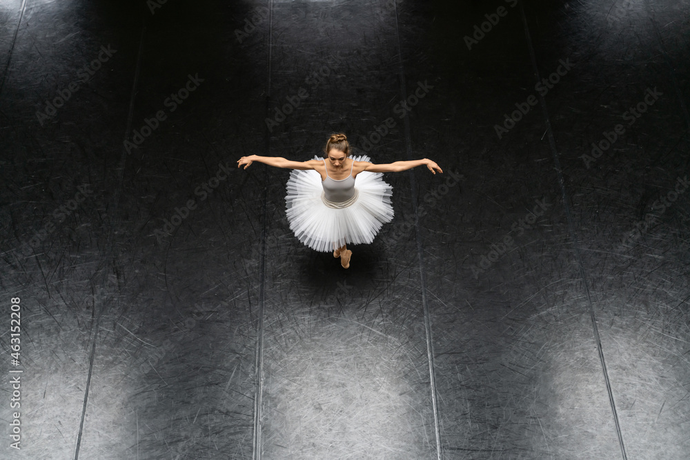 Female ballet dancer posing inside dance hall Stock Photo | Adobe Stock