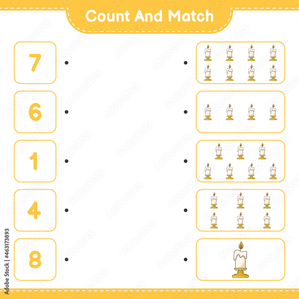 Count and match, count the number of Candle and match with the right ...
