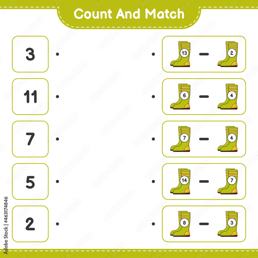 Count and match, count the number of Rubber Boots and match with the ...