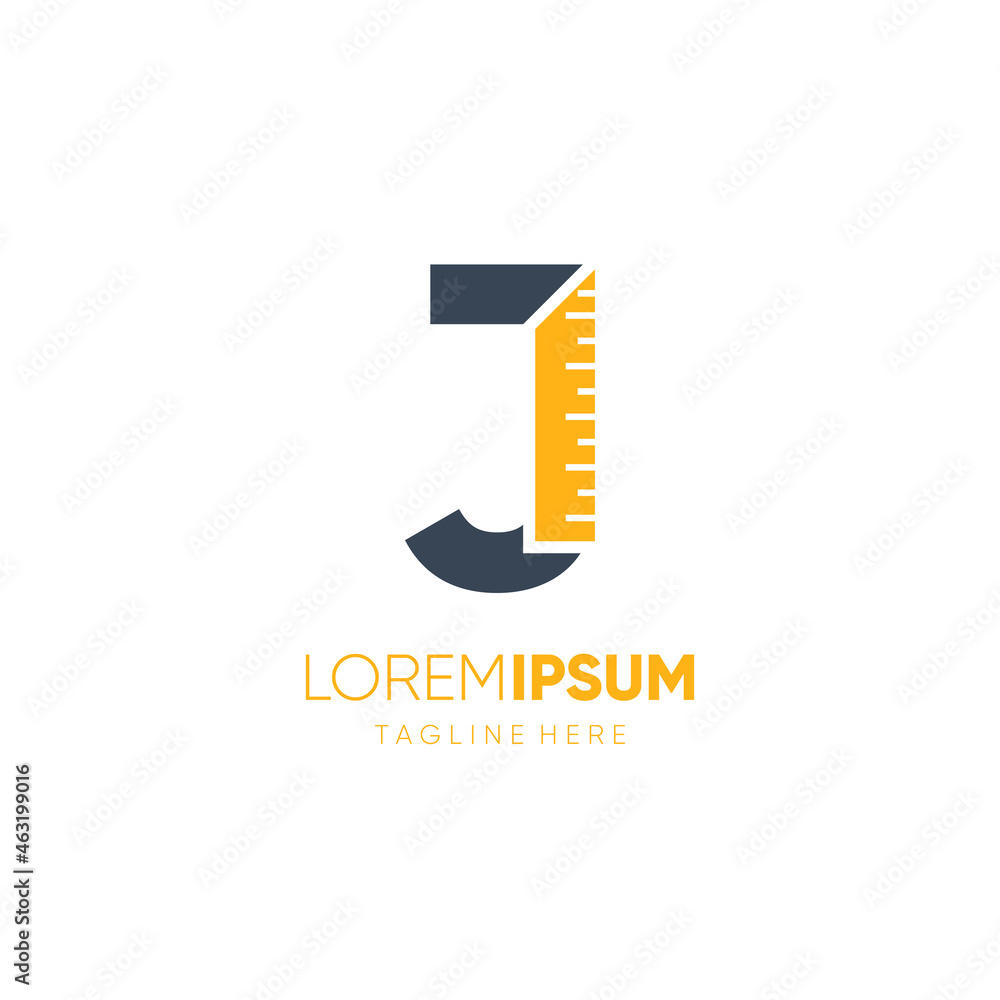 Letter J Ruler Logo Design Vector Graphic Icon Emblem Illustration ...