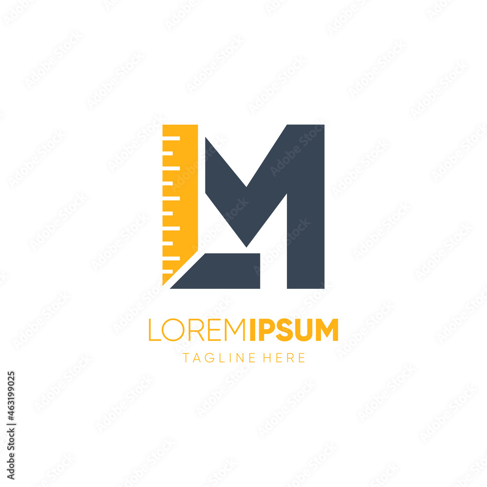 Letter M Ruler Logo Design Vector Graphic Icon Emblem Illustration ...