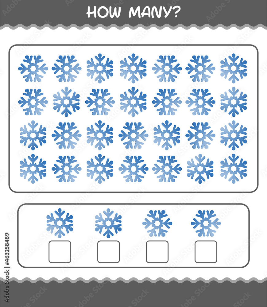 How many cartoon snowflake. Counting game. Educational game for pre ...