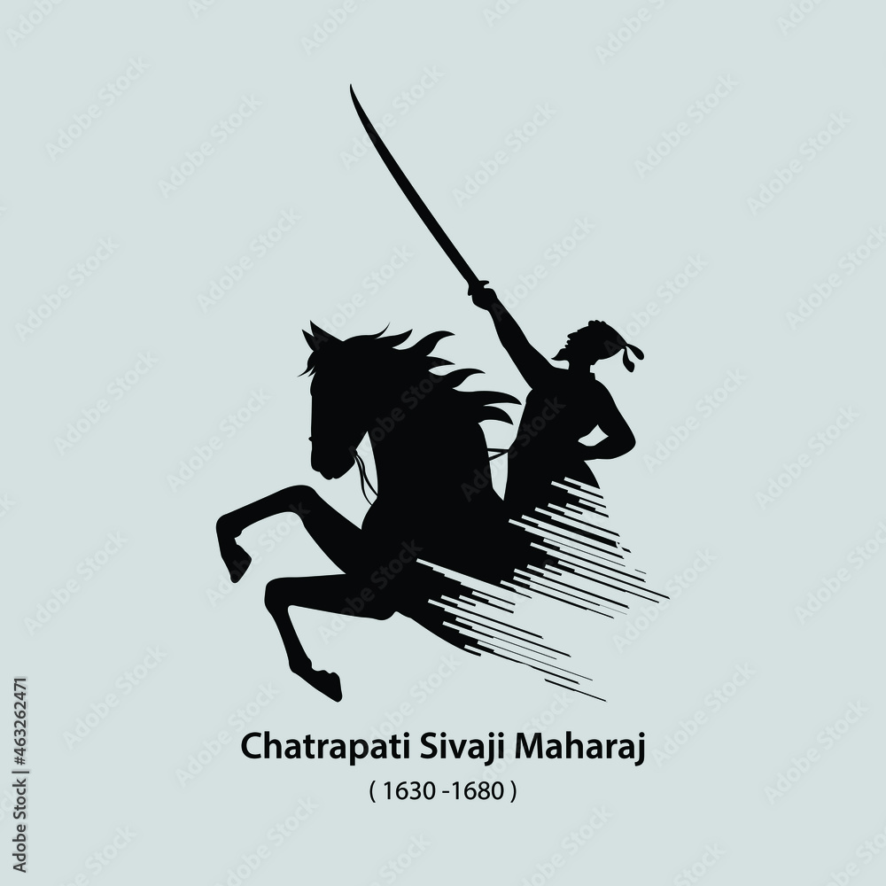 Chatrapati Sivaji Maharaj. A fighter against the Moguls, vector image ...