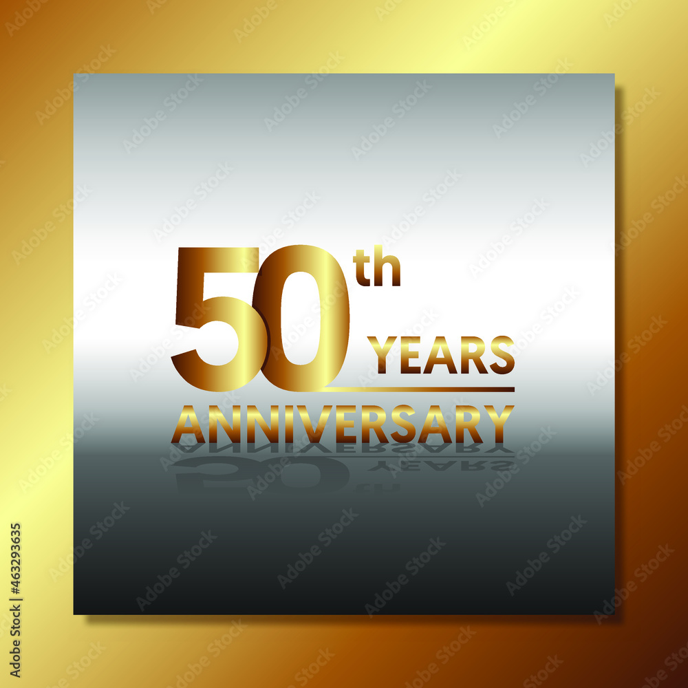 50th anniversary, anniversary celebration vector design with gold color ...