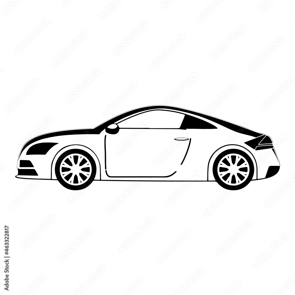 Simple Sports Car Line Art Silhouette Design Element Art SVG EPS Logo ...
