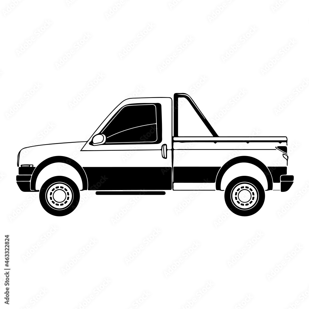 Pickup Truck Vehicle Line Art Silhouette Design Element Art SVG EPS ...