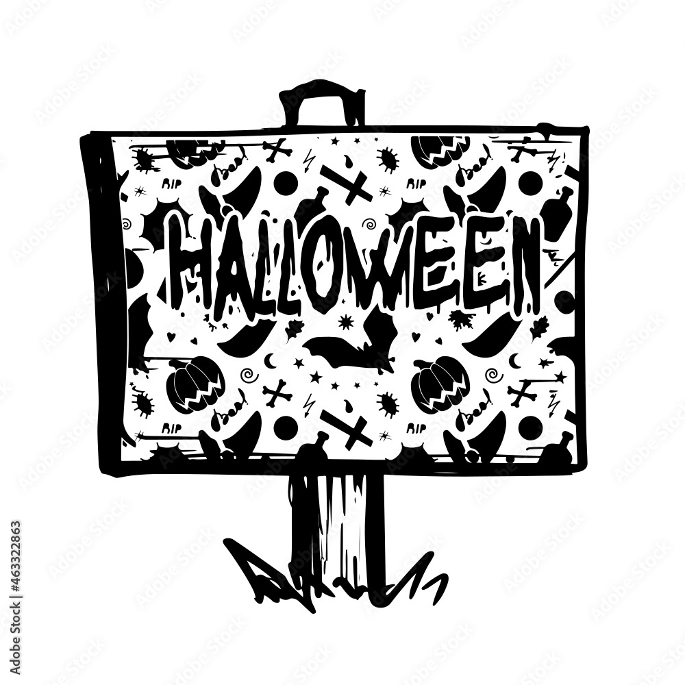 Halloween Logo #8 Scary Monster Demon Creepy Line Art Silhouette Design ...