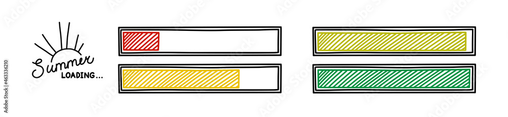 Summer progress loading bar. Infographics design element with gradient status of completion ...