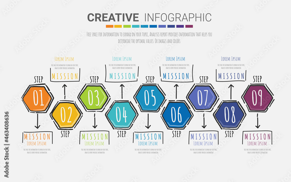 Infographic design Hand drawing style, 9 option for Presentation ...