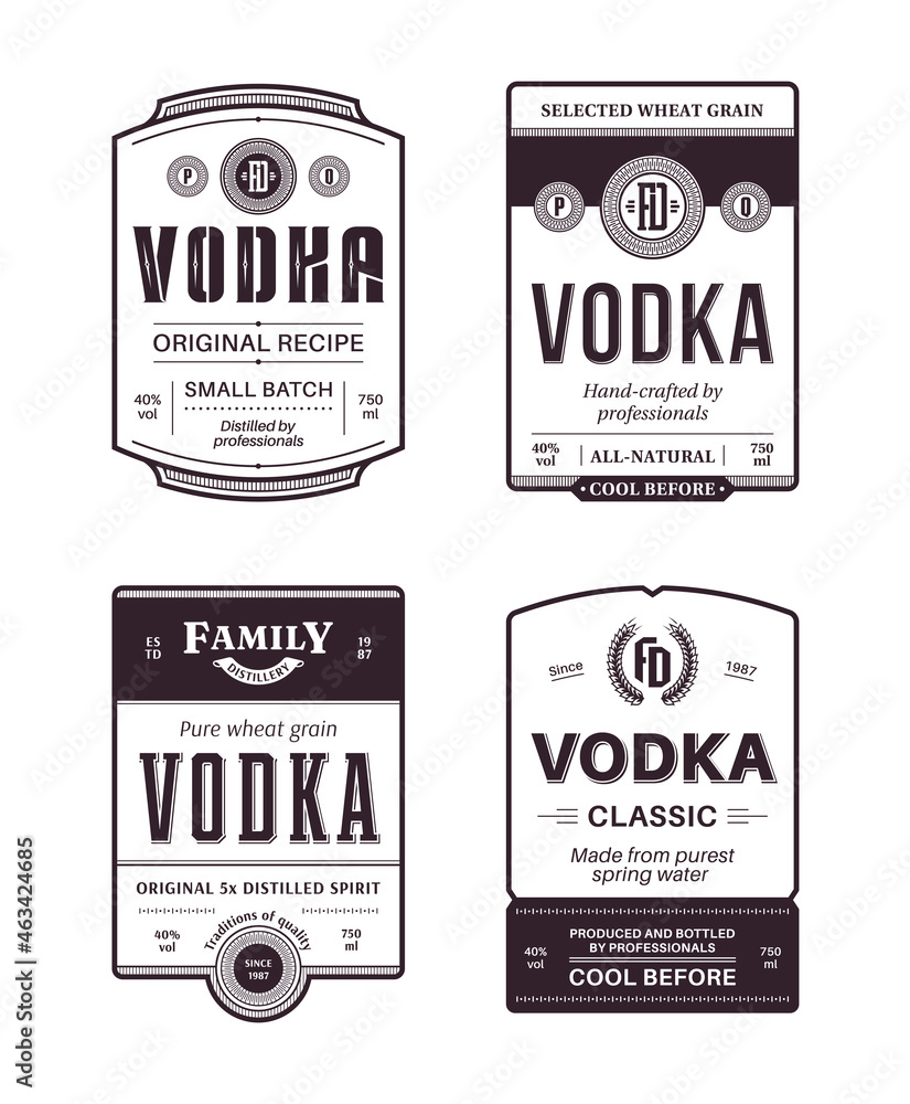Vector vodka label templates. Distilling business branding and identity ...