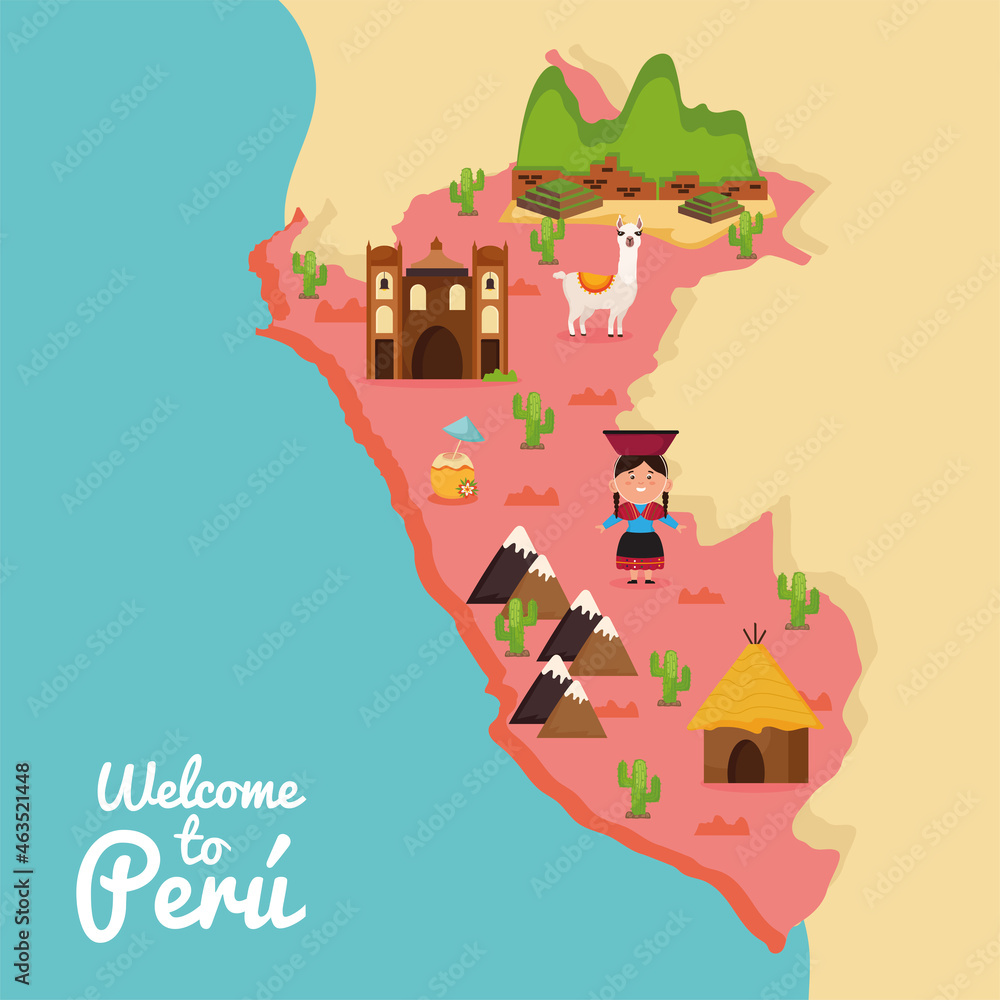 welcome to peru lettering Stock Vector | Adobe Stock