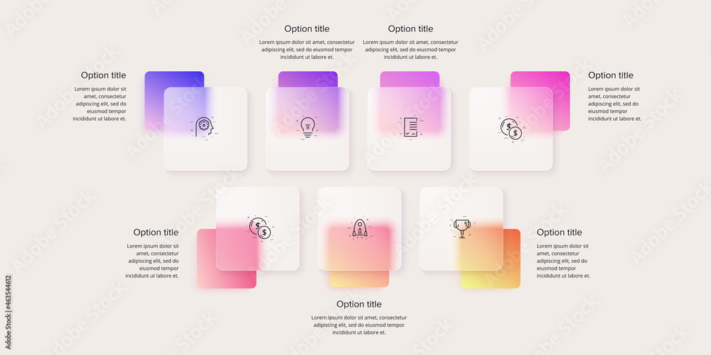Stock-Vektorgrafik „Business process chart infographics with 7 step squares. Rectangular ...