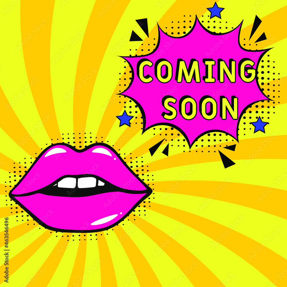 Comic book explosion with text Coming soon, vector illustration. Coming ...
