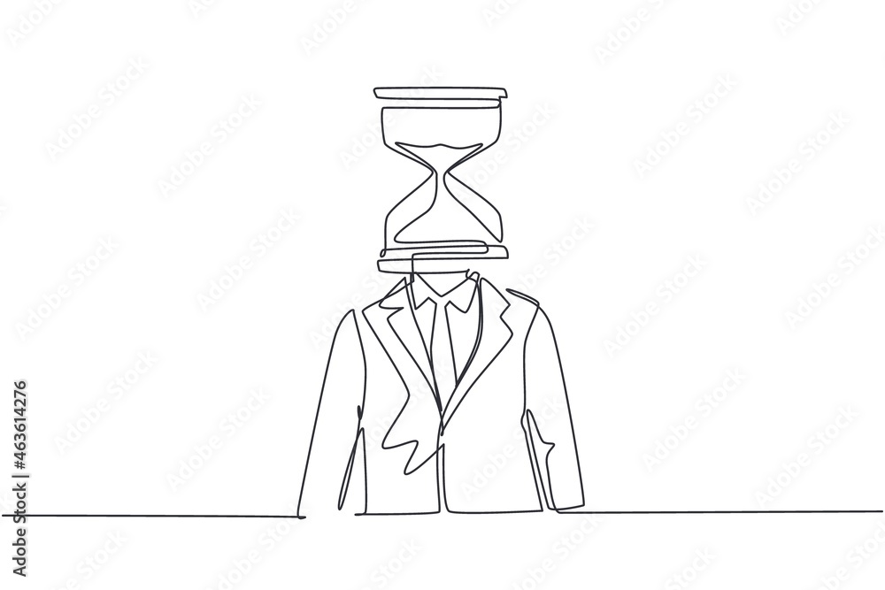 Vector de Stock Continuous one line drawing businessman with hourglass ...