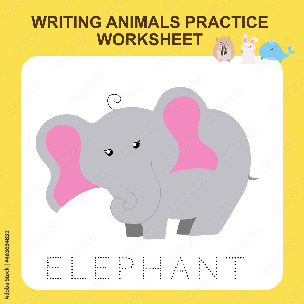 Writing animals practice worksheet. Educational printable worksheet ...