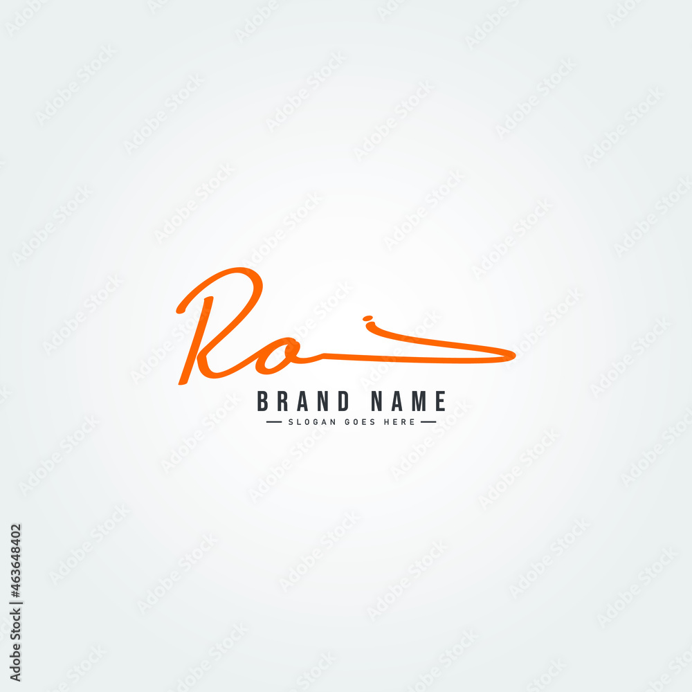 Initial Letter RO Logo - Handwritten Signature Style Logo Stock Vector ...
