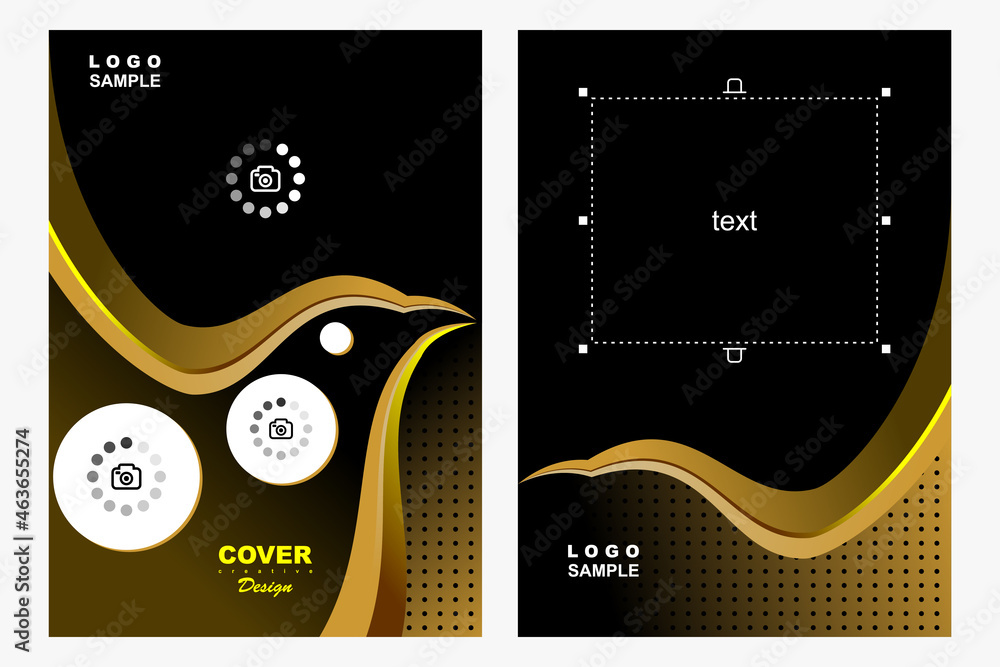 gold and black brochure in dove pattern. Vector template design for ...